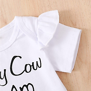 Slanavel Baby Girl First Birthday Outfit 1st Birthday Girl Clothes Holy Cow Im One Birthday Girl Outfit (White,12-18 Months)