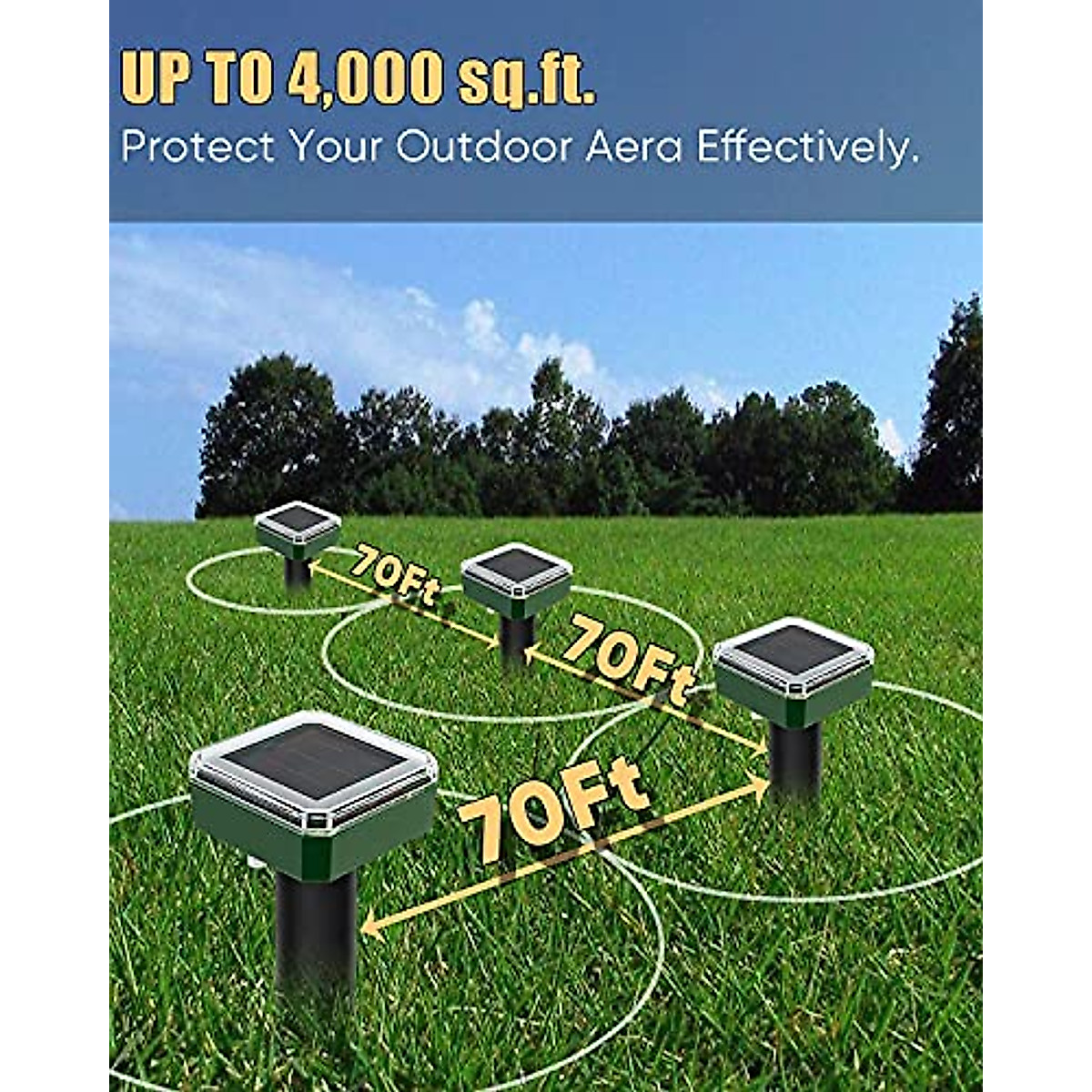 6 PK Solar Mole Repellent Outdoor Ultrasonic Gopher Control Spikes, Groundhog Repeller Snake Rodent Gopher Spikes Chaser Pest (6)