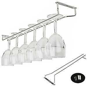 Fangfang Stainless Steel Wine Glass Hanger Rack, Wall Mounted Wine Rack,Under Cabinet Stemware Rack (21 Inch)