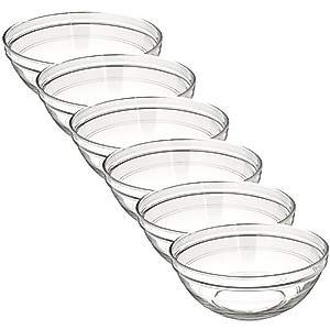 Duralex Made In France Lys Stackable Glass Bowl (Set of 6), 1.5 quart, Clear