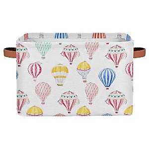 Fabric Storage Bins Hot Air Balloon Cute Small Shelf Basket With Handles Decorative Cubes Box Organizer Containers for Shelves Home Office Decor