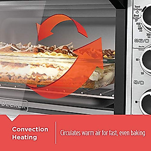 BLACK+DECKER TO3240XSBD 8-Slice Extra Wide Convection Countertop Toaster Oven, Includes Bake Pan, Broil Rack & Toasting Rack, Stainless Steel/Black Convection Toaster Oven