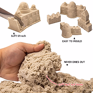 Play Sand for Kids, 3lbs Magic Sand, Building Castle Molds Tools, Construction Trucks, Toys and Signs, Tray Storage Bag, 43PCS Sandbox Set Toddlers Kids Boys Grils