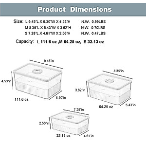 halteoly Fruit Storage Containers for Fridge,3 Pc Stackable Food Vegetables Saver for Refrigerator, Freezer organizers and Fresh Keeper Bin,Produce Saver box