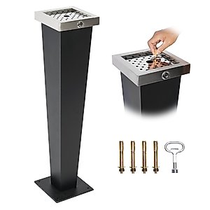 AIWFL Commercial Trash Receptacle Outdoor Trash Can Stainless Steel Garbage Can Black Ash Bin with Inner Bucket for Office Hotel Patio Backyard Restaurants