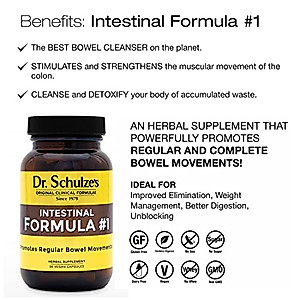 Dr. Schulze's Intestinal Formula #1 Colon Bowel Cleanse Laxative Capsules, 90 Count (90 Capsules)
