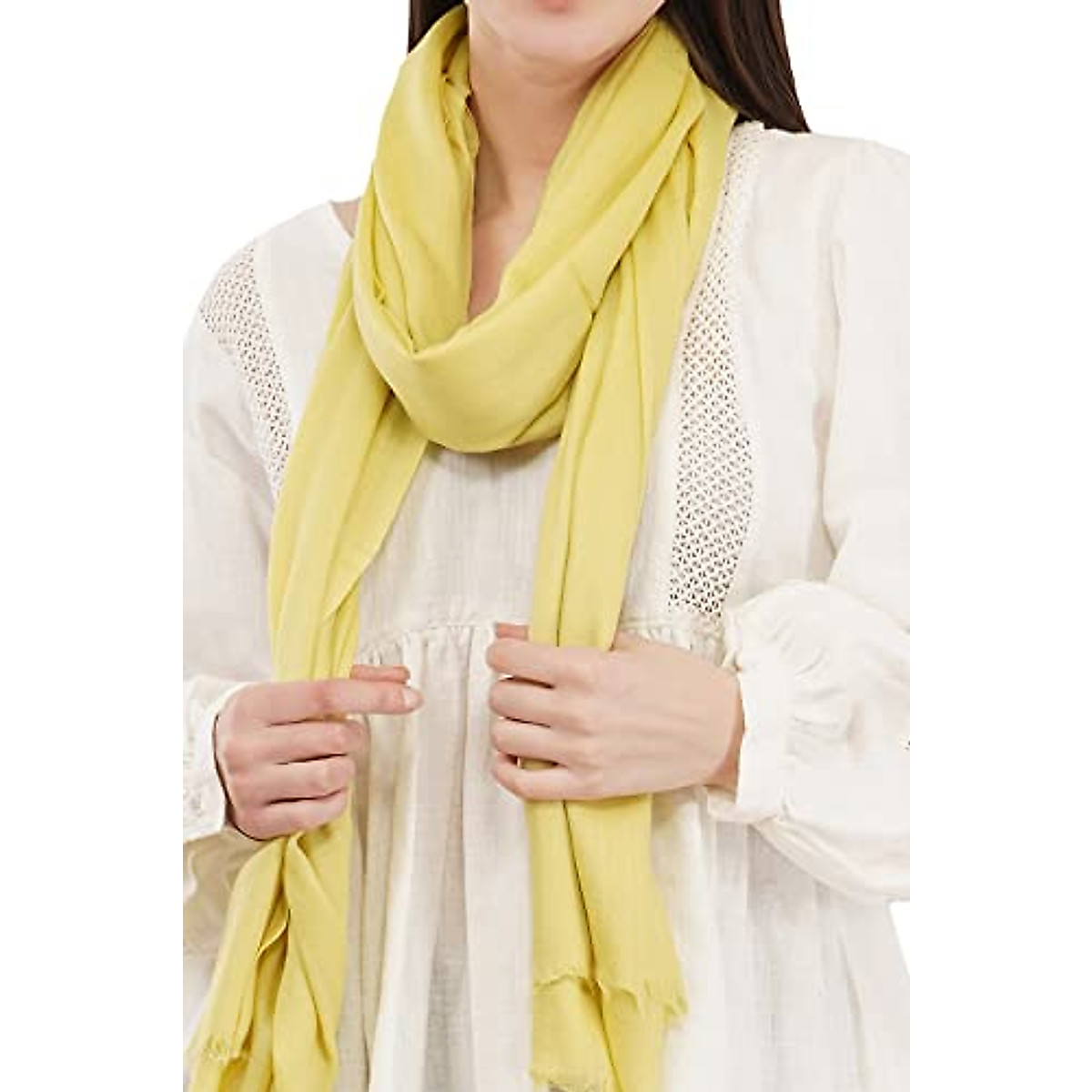 Womens Light weight Soft Cashmere Wrap Scarf Warm Solid Color Stole 100% Cashmere pure wool scarf, woven woollen stole (Yellow)