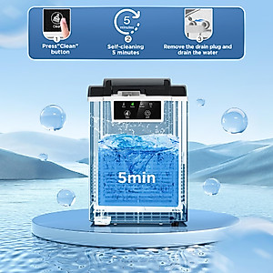 JINJUNYE Nugget Ice Maker Countertop, 38LBS/Day, Self Cleaning, Soft Chewable Pellet Ice Machine, Portable Crushed Ice Makers for Home, Kitchen, Stainless Steel