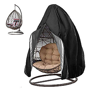 Xinjiuz Patio Hanging Egg Chair Cover Waterproof Swing Chair Covers with Zipper Outdoor Furniture Protector Garden Chair Cover 75" H x 45" D (Black)