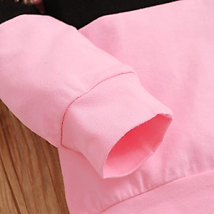 Tikoubabe Toddler Girl Clothes Baby Sweatshirt Leopard Fall Winter Outfits Long Sleeve Tops Pants Set 2 Pcs Pink 4-5 Years 120CM