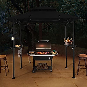 MEWAY 8x5 Outdoor Grill Gazebo Canopy, BBQ Canopy Gazebo Tent for Patio,Barbecue,Black
