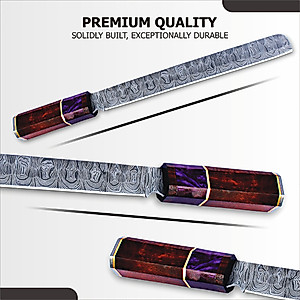 Wootzex 14” Damascus Chef Knife For Men & Women, Handmade Full Tang Brisket Knife With Wooden Handle, Razor Sharp Carving Knife For Meat Cutting, Professional Kitchen Knife For BBQ Veggies & Fruits