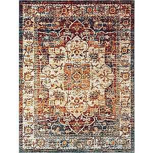 Unique Loom Isabella Collection Distressed Botanical Multi Area Rug (9' 0 x 12' 0)