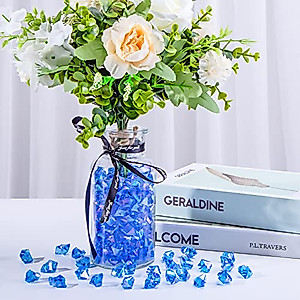 DomeStar 180PCS Iridescent Blue Fake Ice, Dazzling Blue Fake Diamonds Acrylic Ice Rocks Sparkling Plastic Gems for Christmas Vases Fillers Winter Table Scatters Home Decor