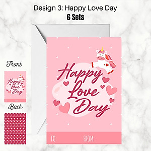 Mobiusea Creation Valentines Cards for Kids | 24 Cards with Envelopes | 3.5 x 5 | Funny and Cute | Llama, Ice Cream, Unicorn, XO for Valentines Day Cards, Kids School Valentines and Valentines Day