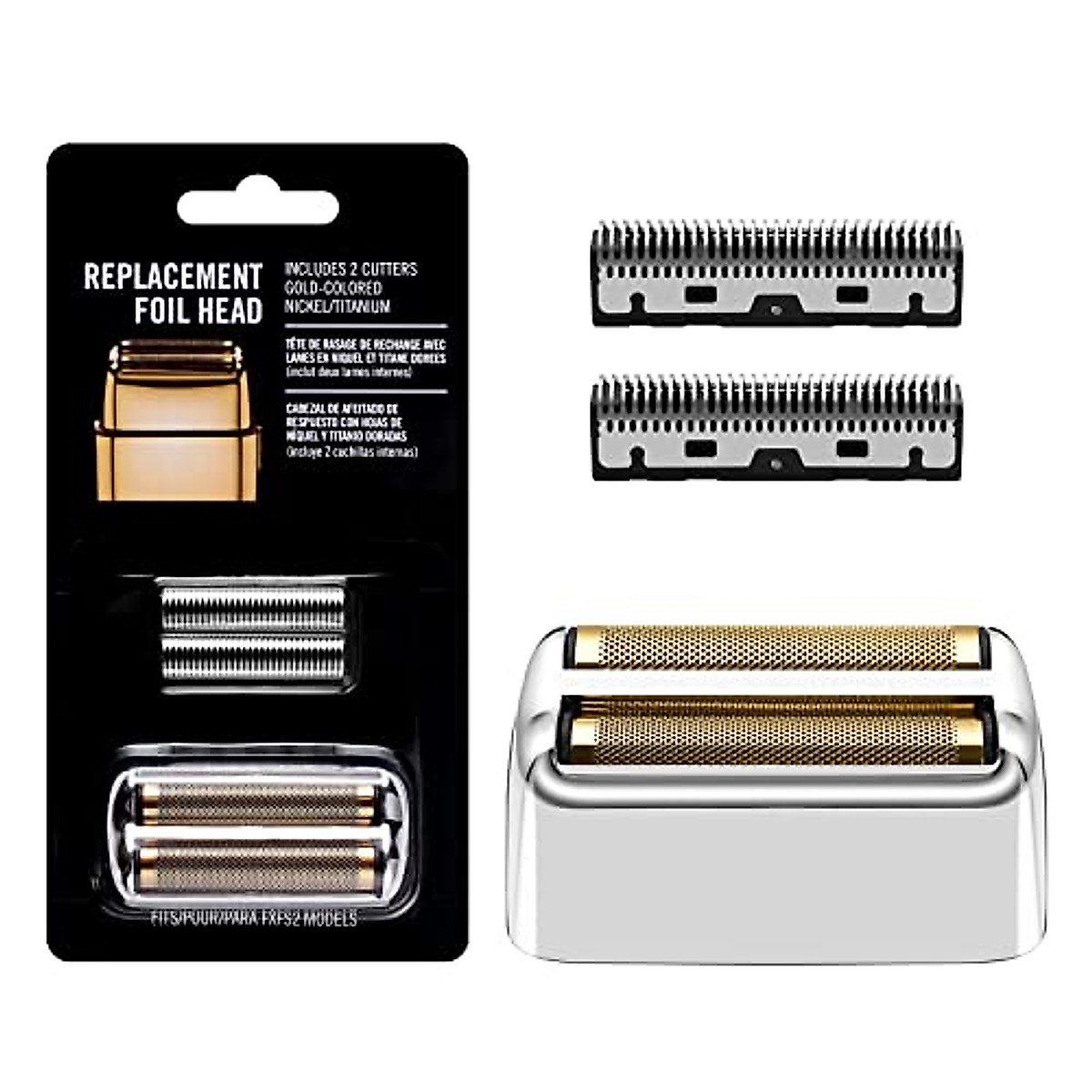 Replacement Foil and Cutters for BaBylissPRO Barberology Double Foil Shaver, Replacement Foil for BaBylissPRO Barberology FXFS2 Shaver, Silver