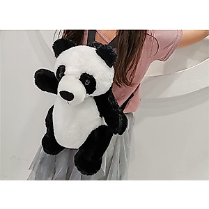 WYIKE Casual Animal Backpack Panda Backpack Cartoon Plush Small Backpack (White/Black-1)