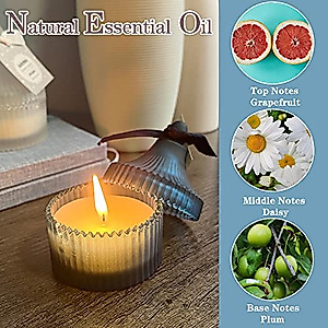 Scented Candles Gift for Women, Soy Candles with Luxury Candle Jar and Lid for Home Scented, Aromatherapy Candle Gifts Set for Christmas Day, Birthday, Mothers Day, Valentine's Day (Daisy, Small)