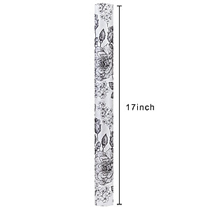 Homeral Shimmer Floral Gift Wrapping Paper Roll-46.8 sq.ft. Black and White Pearly Luster Vintage Flower for Wedding, Birthday, Baby Shower, Anniversaries, Party-17 Inch x 33 Feet