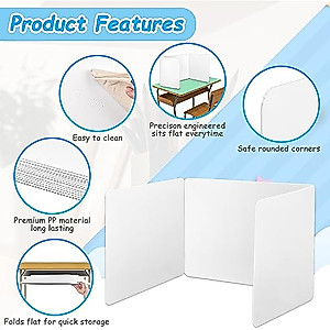 Jutieuo 4 Pack Classroom Privacy Shields for Student Desks, Heavy Duty Plastic Privacy Folder Desk Partition Panel for Student Testing Divider Board - Reduce Distractions, 17"W x 13.5"H x 14"D (White)