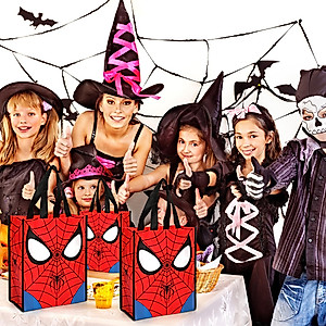 18Pcs Spider Party Gift Bag Canvas Bag Cartoon Pattern Tote Bag Eco-friendly Reusable Shopping Bag Suitable for Birthday Party Gift Storage Bag