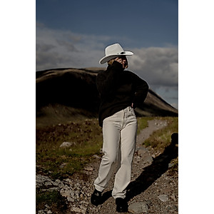 Lisianthus Men & Women's Felt Wide Brim Western Cowboy Hat R-White