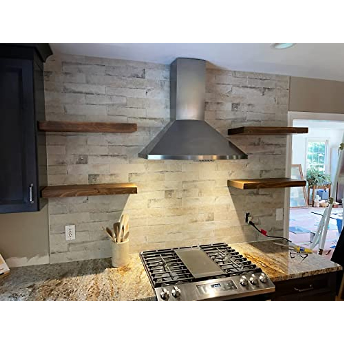 Joel's Antiques Floating Wall Shelf - 24-Inch Wood Decor & Shelving for Bathroom, Kitchen, Living Room, & Farmhouse - Wall-Mounted Rustic Stand, Wooden Hanging Display - Medium Brown, 24" x 10" x 2"