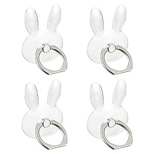 uxcell Transparent Phone Ring Holders, Clear Finger Grip Stand for Phone, Case, Tablet (Rabbit Shape), 4Pcs
