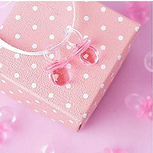 Adorox (144 Pieces) Pink Acrylic Baby Pacifiers Baby Shower Decoration Table Scatter