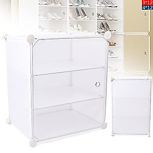 HaroldDol Shoe Rack 96 Pairs Stackable Shoe Organizer Narrow Standing, Shoe Organizer with Cover Plastic, Stackable Expandable Shoe Rack for High Heels, Boots (4 x 12-Tier)