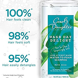 Carol’s Daughter Wash Day Delight Love at First To Foam Sulfate Free Shampoo with Aloe and Micellar Water, Paraben Free, Silicone Free, Micellar Shampoo for Kinky, Curly Hair, 16.9 fl oz