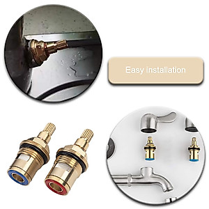 PENKOHOME 1 Pair Replacement Ceramic Tap Cartridge Valves 1/2" Quarter Turn Disc Cartridge Faucet Valves for Bathroom Kitchen Tap(Hot & Cold)