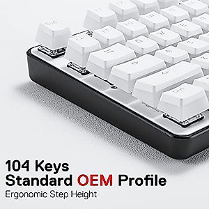 Redragon A130 White Pudding Keycaps, 104 Keys Standard Doubleshot PBT Keycap Set w/Translucent Layer for Mechanical Keyboard, OEM Profile, English (US) ANSI Layout