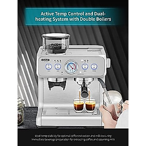 Gevi 20Bar Semi Automatic Espresso Machine With Grinder & Steam Wand – All in One Espresso Maker & Latte Machine for Home Dual Heating System