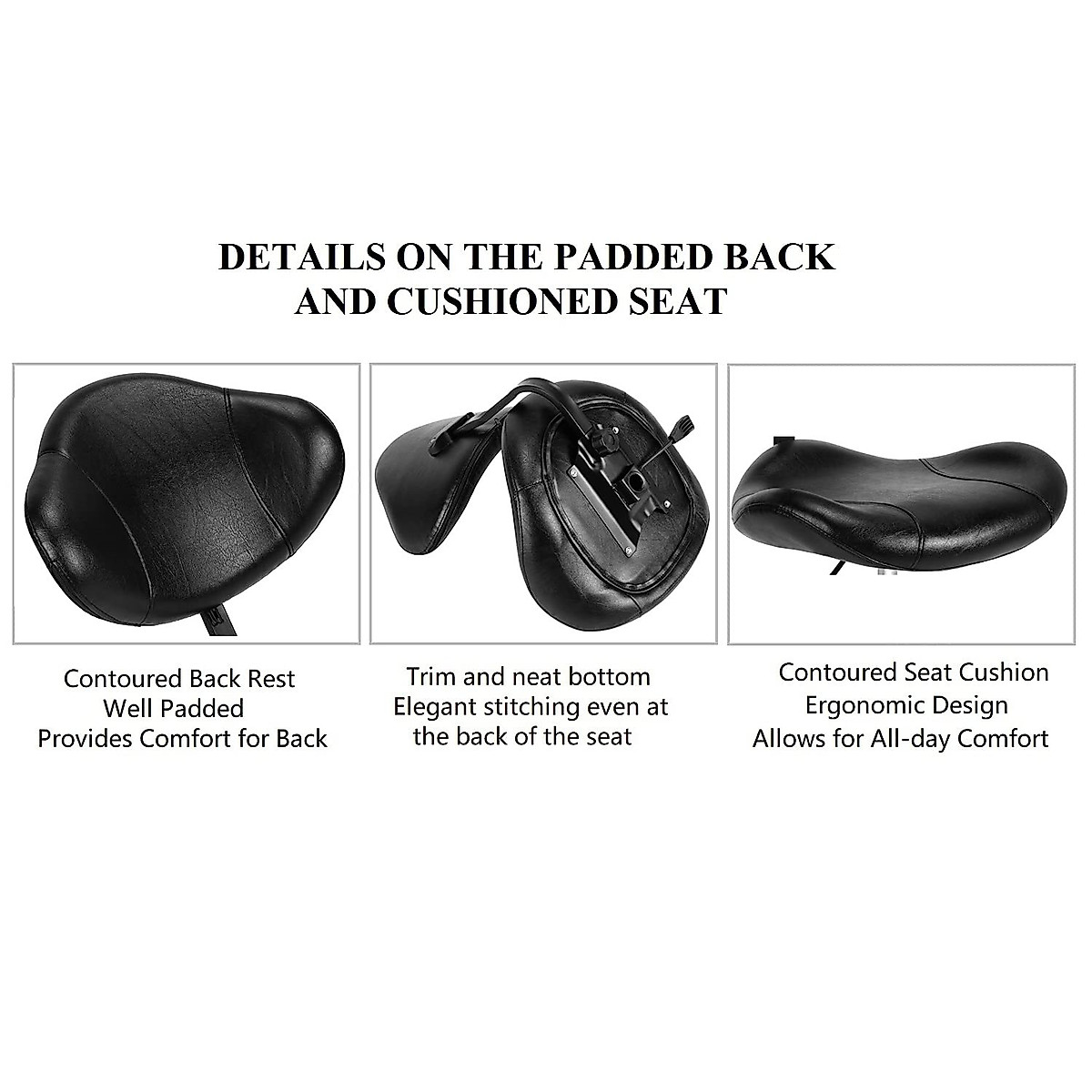 Kaleurrier Ergonomic Drafting Chair with Back Support,Multi-Functional Height Adjustable Swivel Rolling Stool,Multi-Purpose Home Office Desk Chair (White)