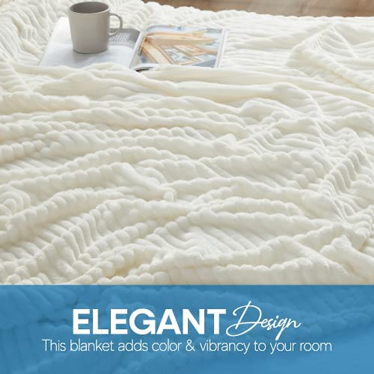 Nestl Soft King Size Blanket – Cozy Bed Blankets King Size, Warm King Blanket, Lightweight King Size Blankets for Bed, Cut Plush Fleece Blanket King Size, White King Size Fuzzy Blanket 108 x 90 Inches