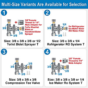 Brass Angle Stop Add-A-Tee Valve,3/8 x 3/8" x 3/8 Compression Water Splitter