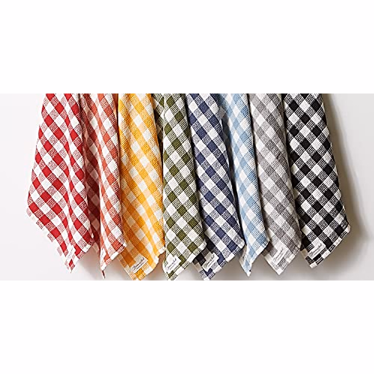 DII Washed Waffle Weave Collection, Dishtowel Set, 18x28, Dusty Blue Check, 2 Piece