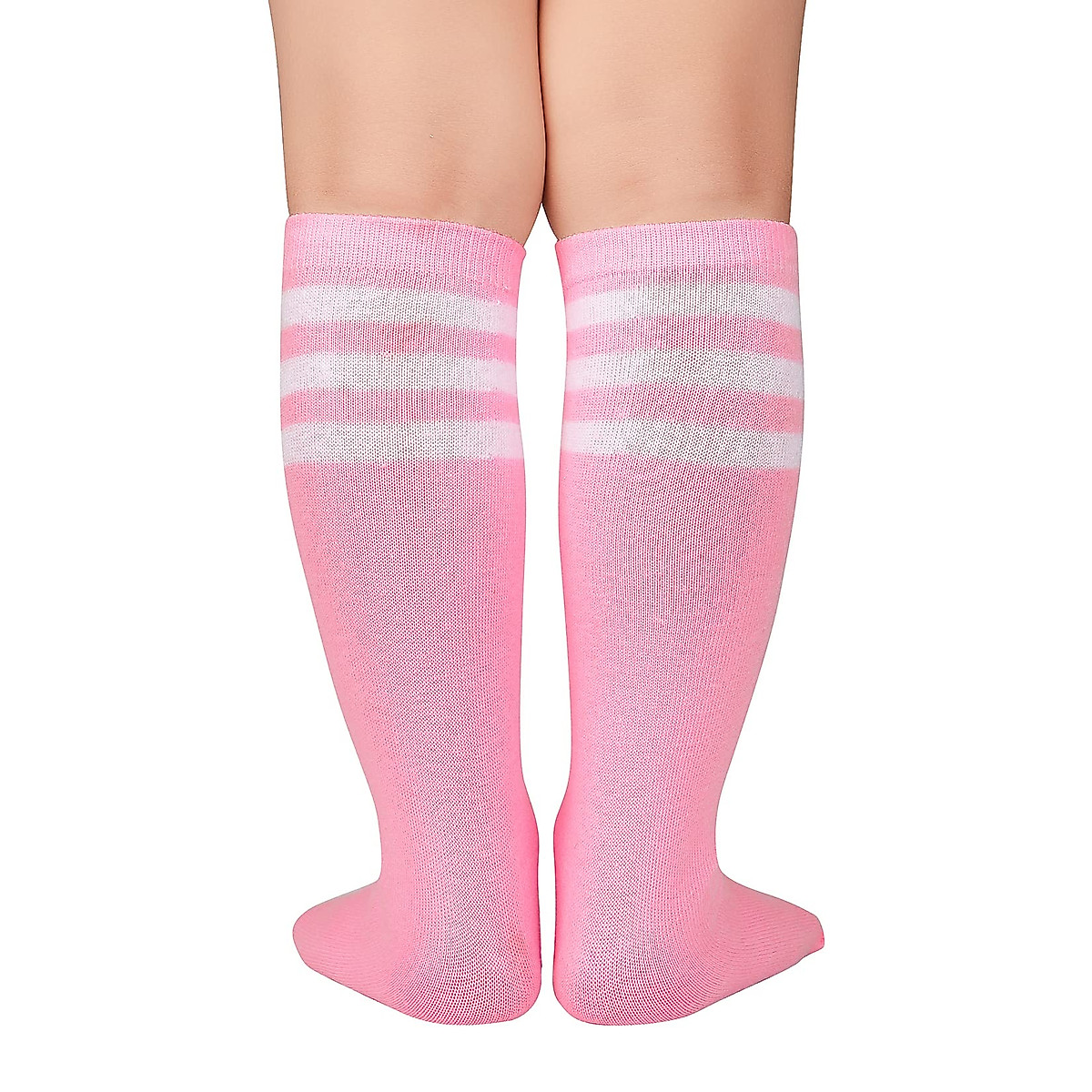 Kids Child Soccer Socks Knee High Tube Socks Toddler Girls Uniform Socks Cotton Cute Sport Stocking for Boys Girls 1 Pair Pink White One Size