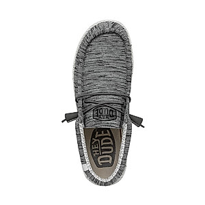 Hey Dude Men's Wally Stretch Stone White Size 10| Men's Loafers | Men's Slip On Shoes | Comfortable & Light-Weight