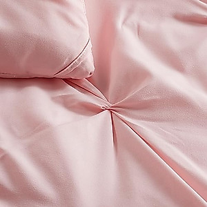 NexHome Twin Comforter Set Pintuck Pink Comforter Set Soft Pinch Pleat Microfiber Lightweight Down Alternative All Season 2 Pieces Bedding Comforters & Sets（1 Comforter 1 Pillow sham）
