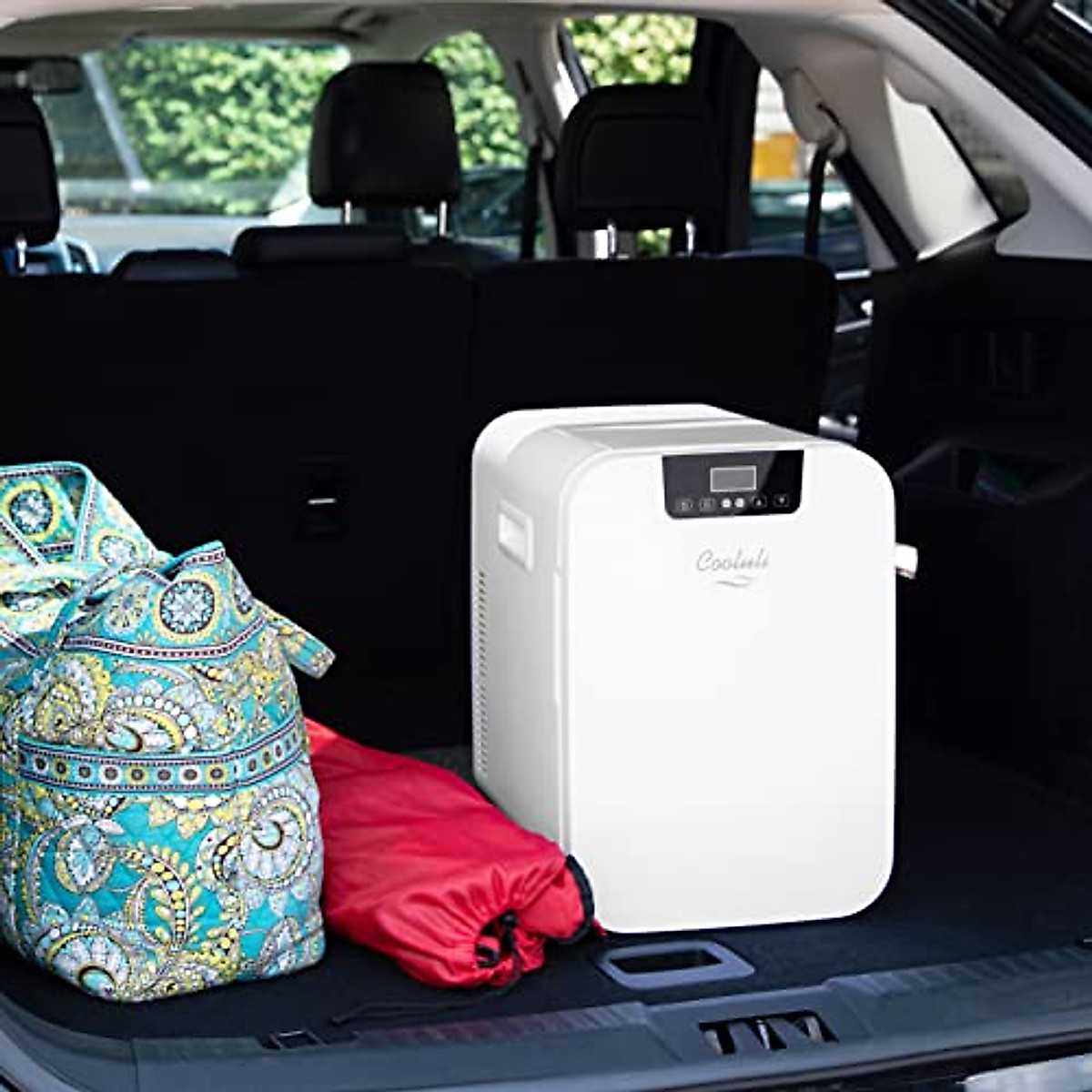 Cooluli 20L Mini Fridge For Bedroom - Car, Office Desk & College Dorm Room - Glass Front & Digital Temperature Control - 12v Small Refrigerator for Food, Drinks, Skincare, Beauty & Breast Milk (White)