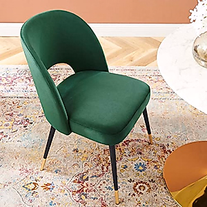 Modway Rouse Performance Velvet Dining Side Chair in Emerald
