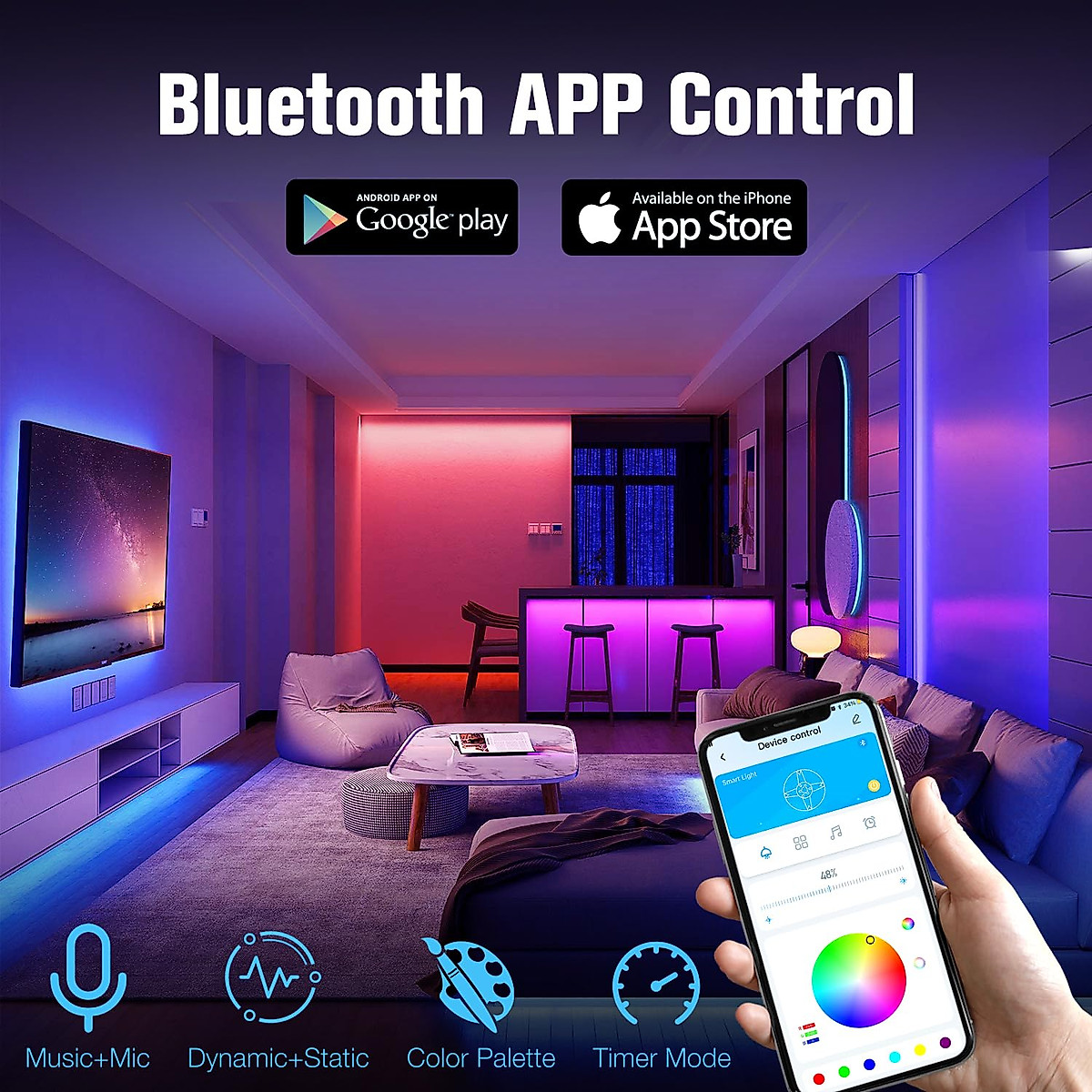 DAYBETTER LED Strip Lights 130ft Lights Strip for Bedroom, Desk, Indoor Room Bedroom Brithday Gifts RGB Decor with Remote and 24V Power Supply