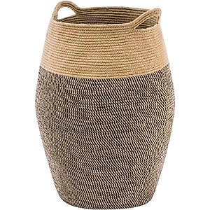Tall Laundry Basket, 105L Large Laundry Hamper with Handles Tall Wicker Jute Woven Storage Basket for Dirty Clothes Blankets Towels - 25.6x 19.3 inches