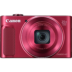Canon PowerShot SX620 HS Digital Camera (Red) (1073C001) + 2 x 64GB Memory Card + 3 x NB13L Battery + Corel Photo Software + Charger + Card Reader + LED Light + Soft Bag + More (Renewed)