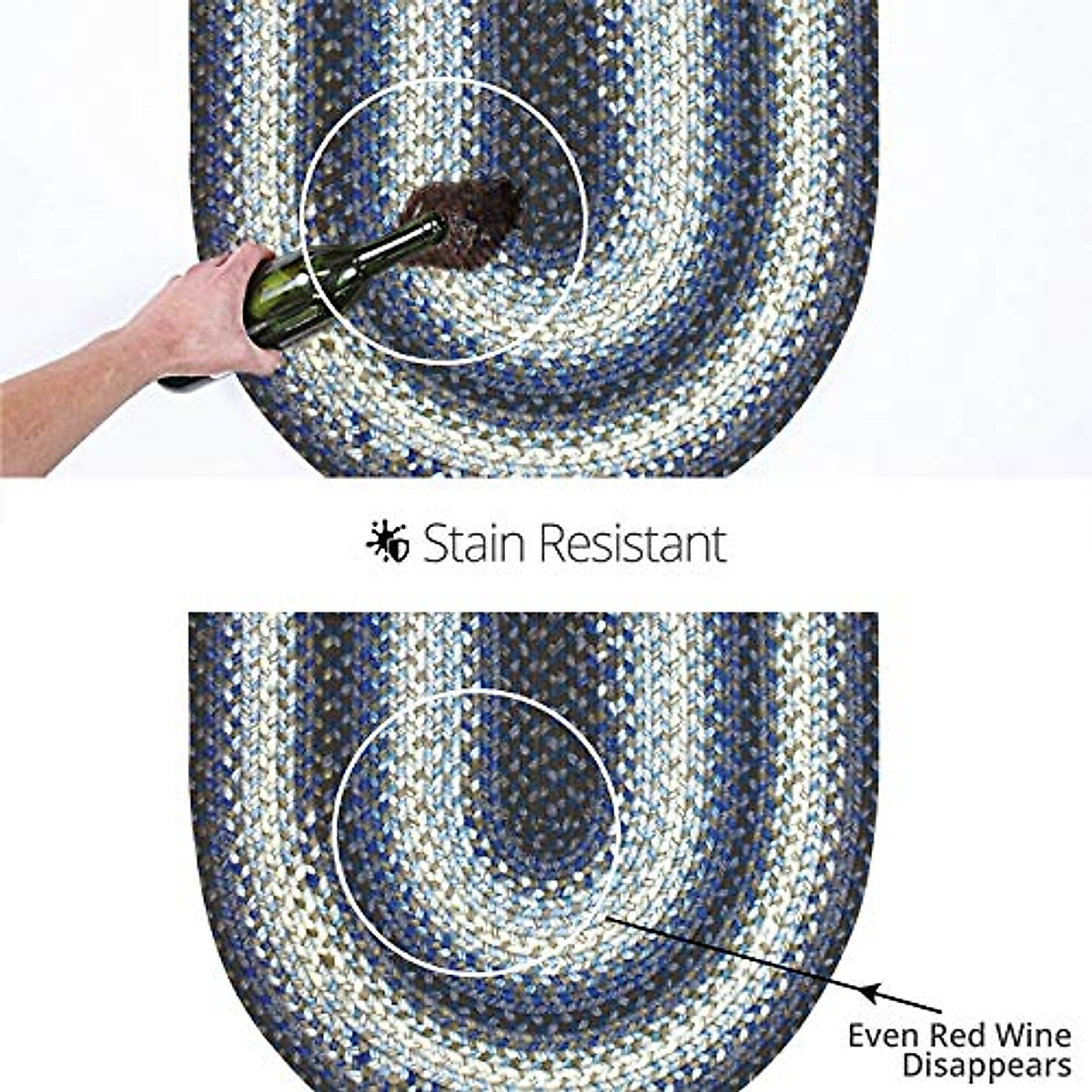 Ultra Durable Braided Rug 4' x 6'/Oval/Blue