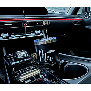 Coffee Tumbler Set 20OzDoubleWall, Travel Insulated Coffee/Tea Thermos, Long-Lasting Hot/Cold Beverages, Couple Gift for anniversary, valentine, birthday surprise- B&W