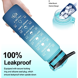 ELYPHINE 32/24 oz Water Bottles with Removable Straw & Time Marker, Motivational Sports Bottles with BPA Free Tritan Material, Leakproof Water Jug for Fitness