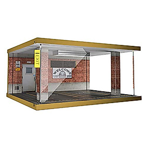 1/24 Scale Die-cast Car Garage Display Case with Clear Acrylic Cover and LED Lighting for 2 Parking Space (Route 66)